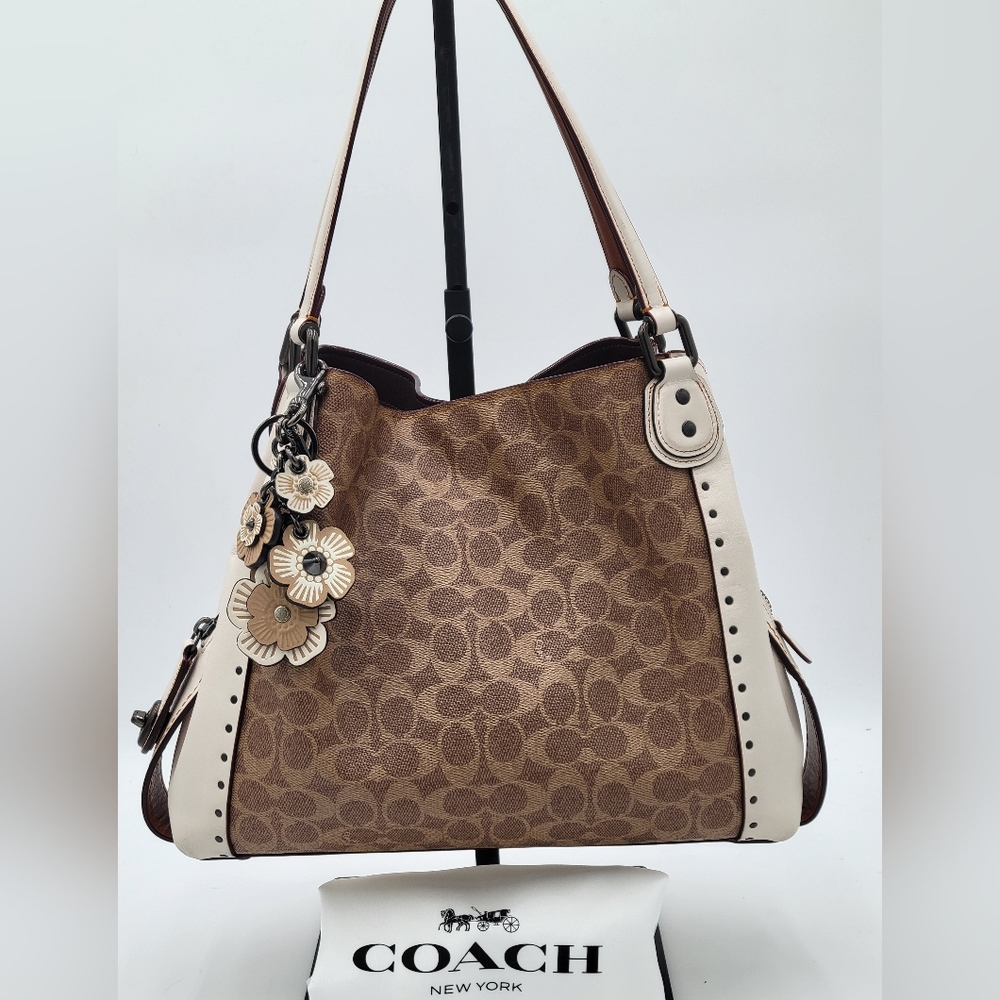 Coach Edie In Signature Coated Canvas And Smooth Leat… - Gem